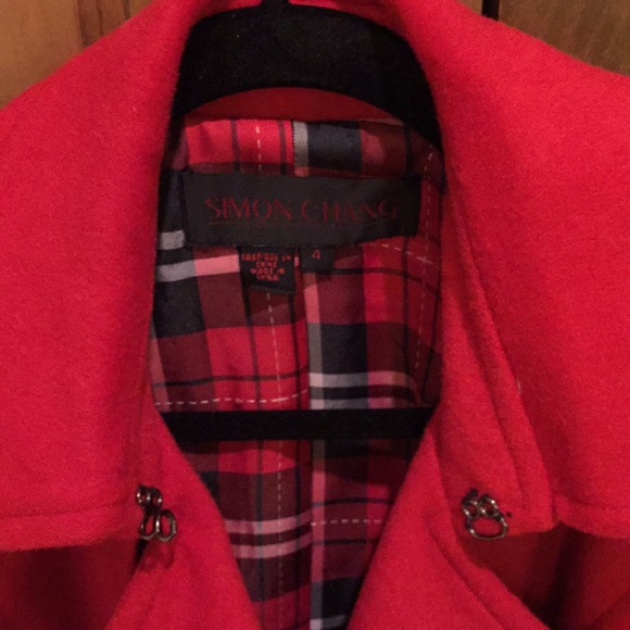 Simon Chang | Jackets & Coats | Brand New Red Wool Trench Coat By Simon ...